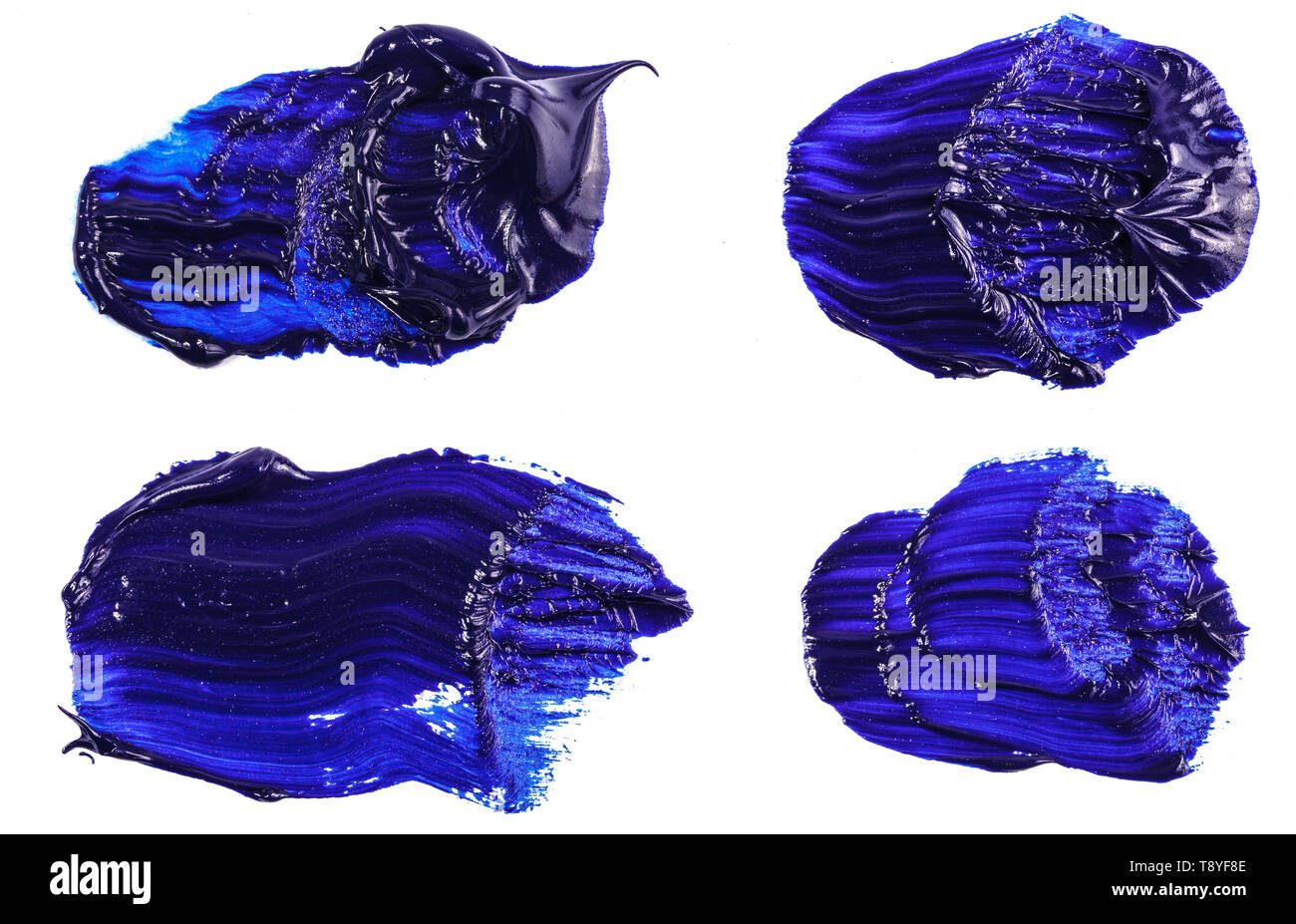 Stain of blue oil paint on white. Set Stock Photo - Alamy