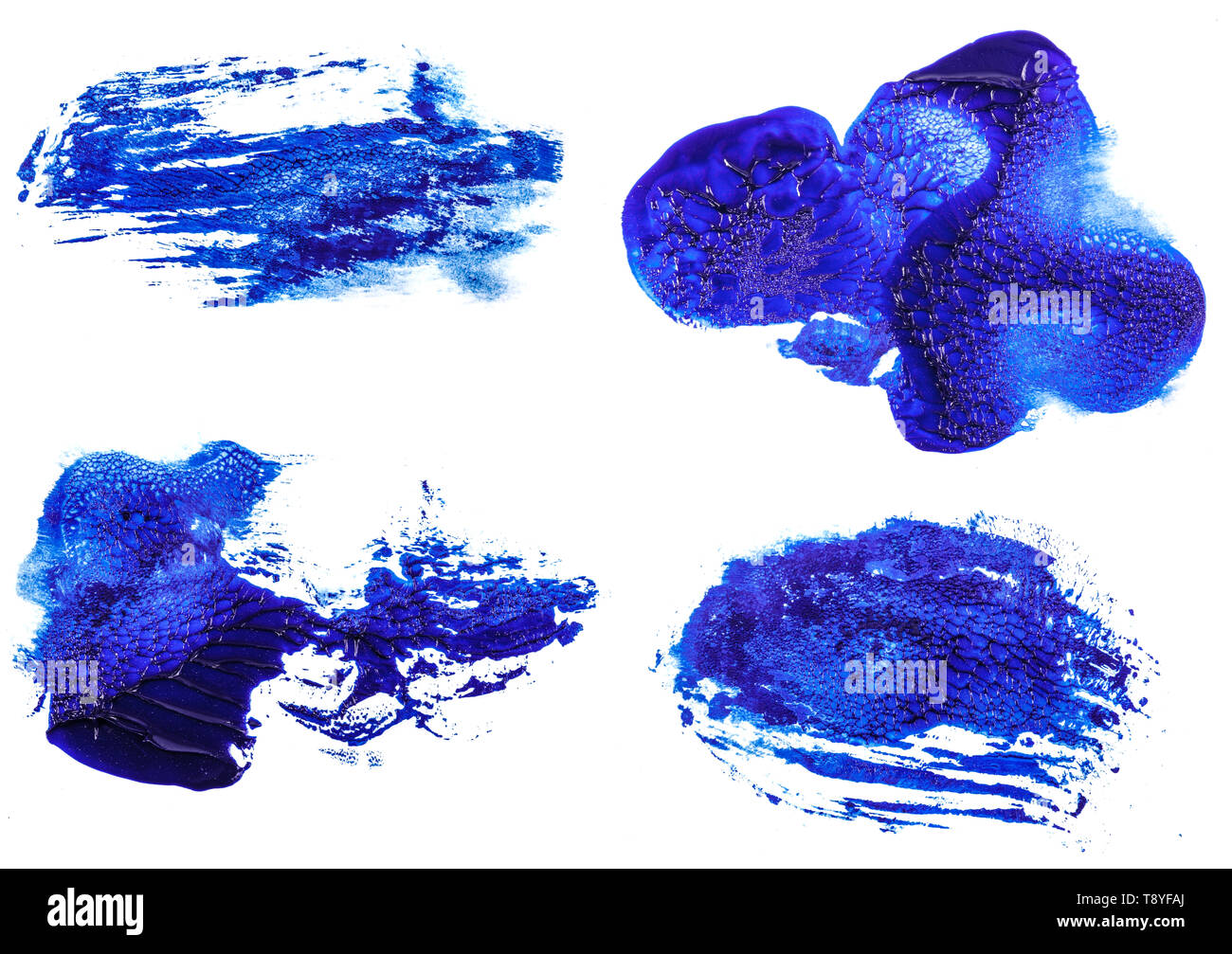 Stain of blue oil paint on white. Set Stock Photo - Alamy
