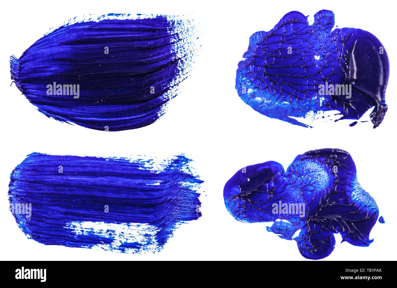 Stain of blue oil paint on white. Set Stock Photo - Alamy