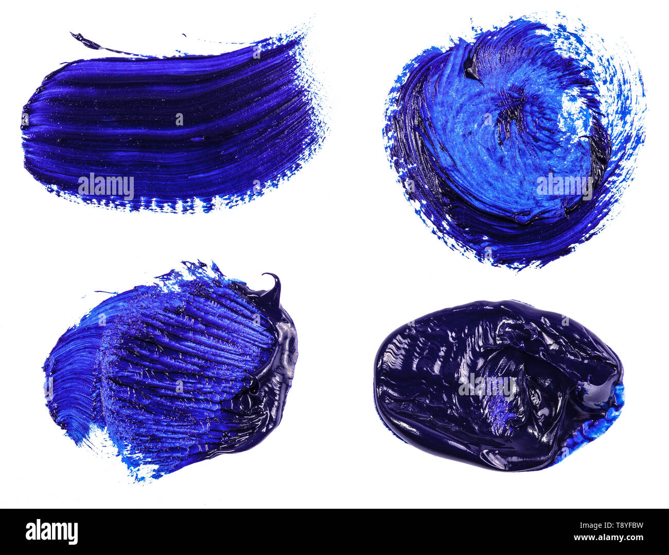Stain of blue oil paint on white. Set Stock Photo - Alamy