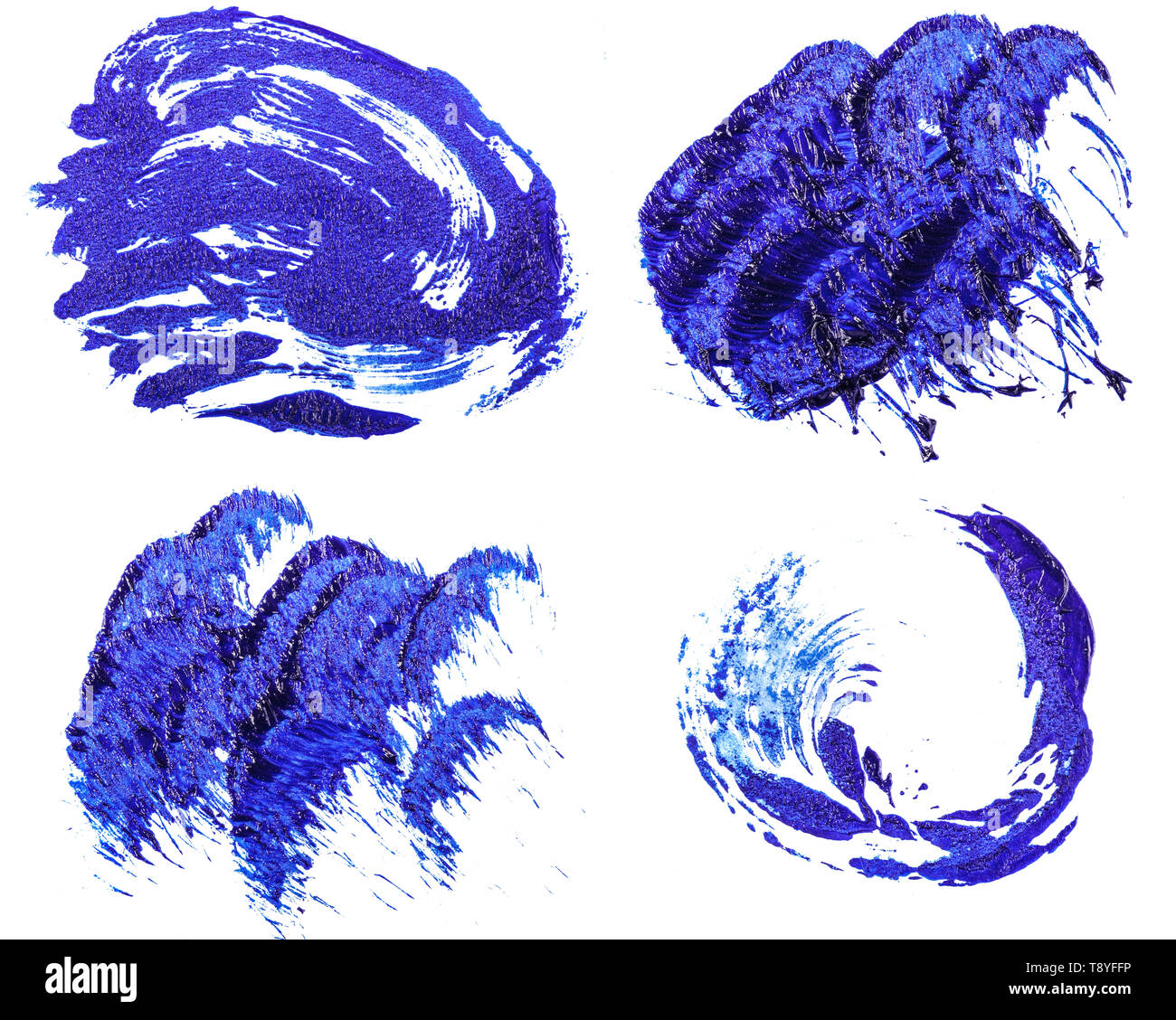 Stain of blue oil paint on white. Set Stock Photo - Alamy