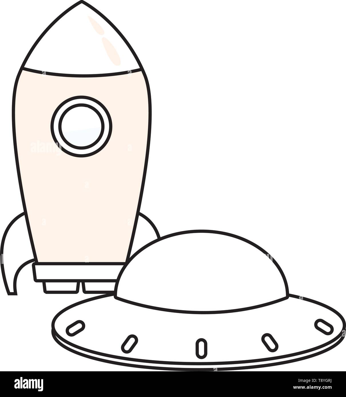 rocket skyrocket cartoon in black and white Stock Vector Image & Art ...