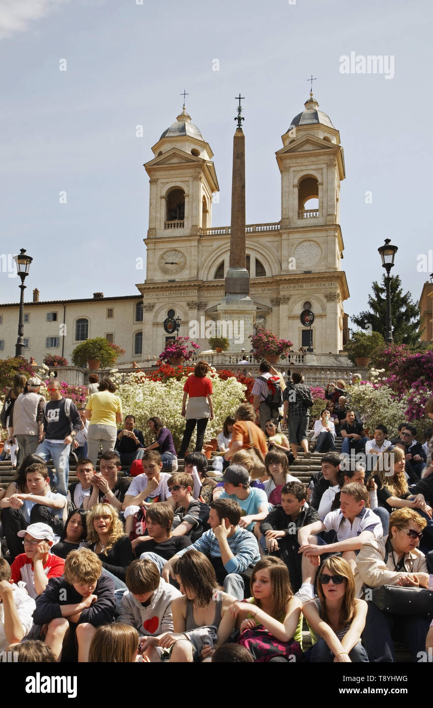 Spanish steps on Piazza di Spagna (Spanish square) in Rome. Italy Stock ...