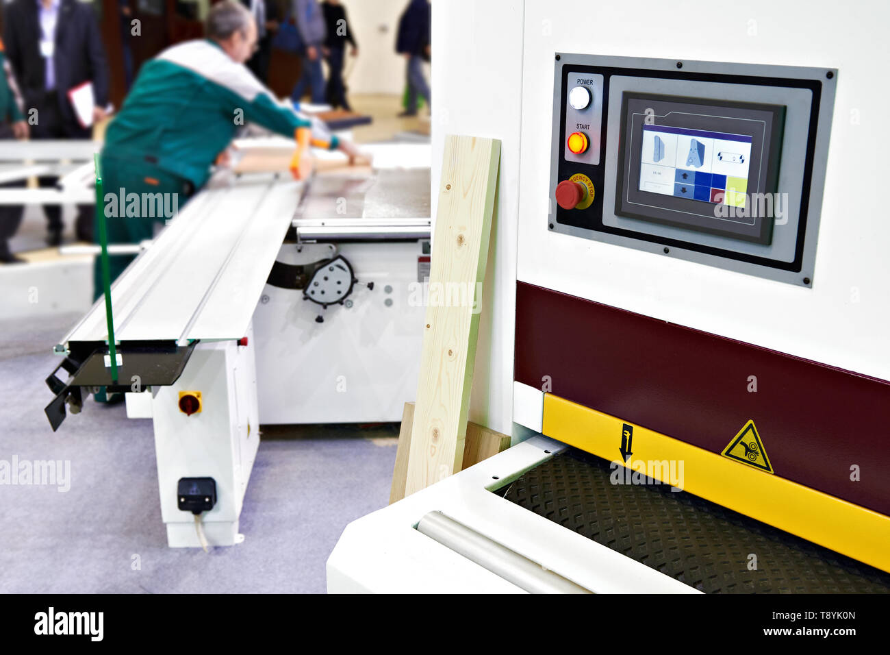 Control panel of machine on wood craft factory Stock Photo - Alamy