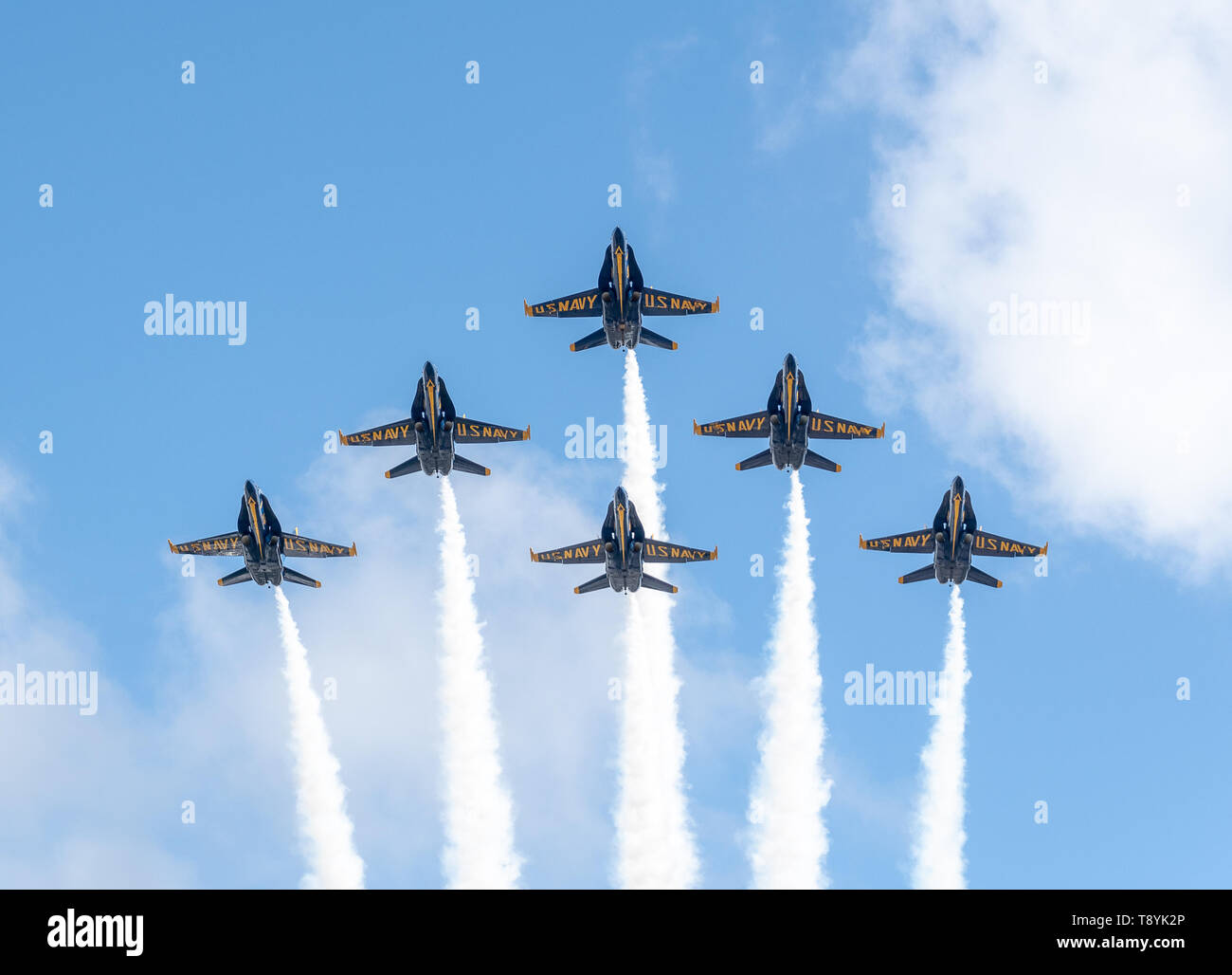 ORLANDO, USA: MAY 01 2019: US Navy Blue Angels in formation ready to ...