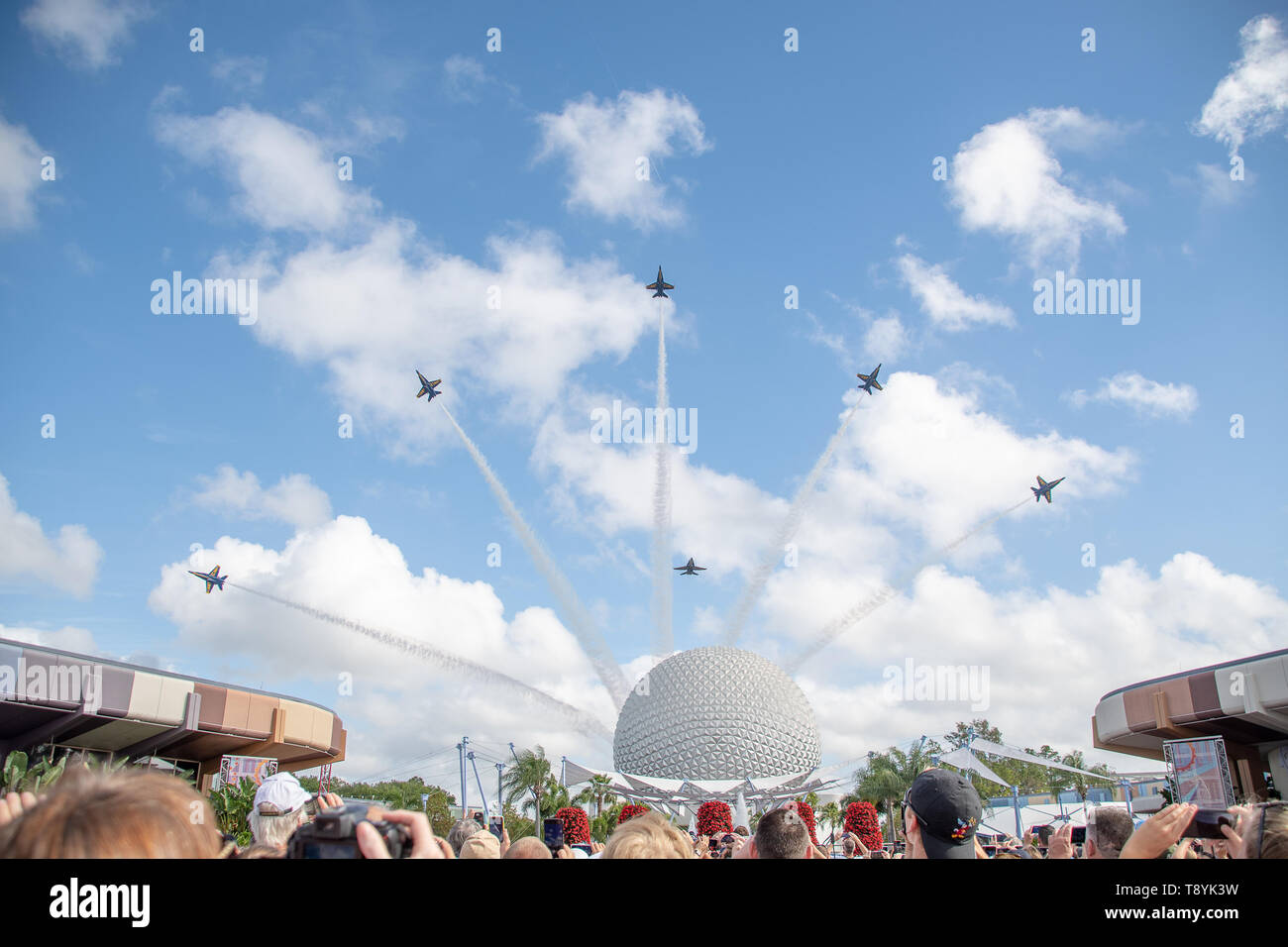 ORLANDO, USA: MAY 01 2019: US Navy Blue Angels in formation ready to ...