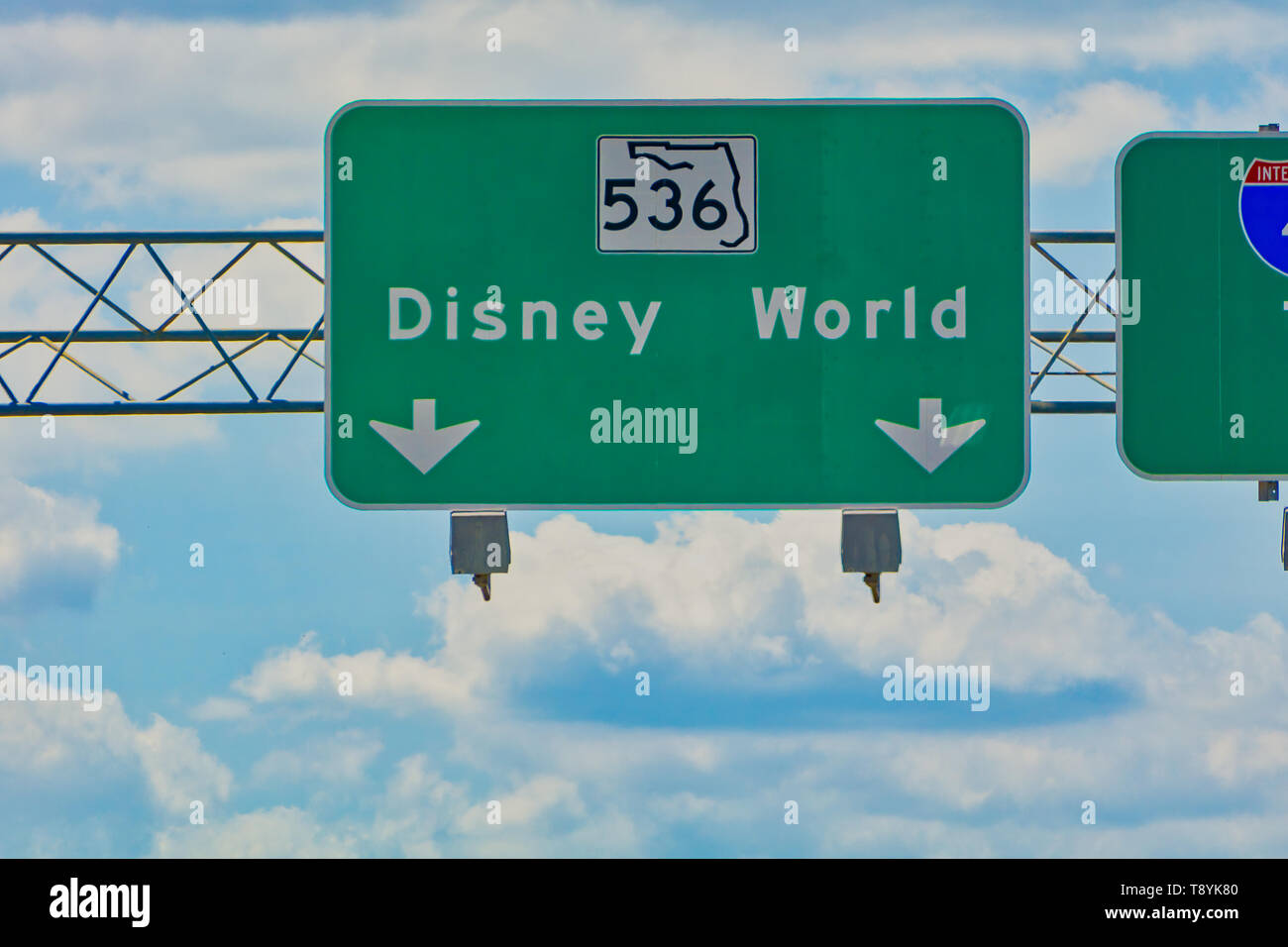 ORLANDO, USA. 28TH APRIL 2019: Overhead road direction signs showing ...