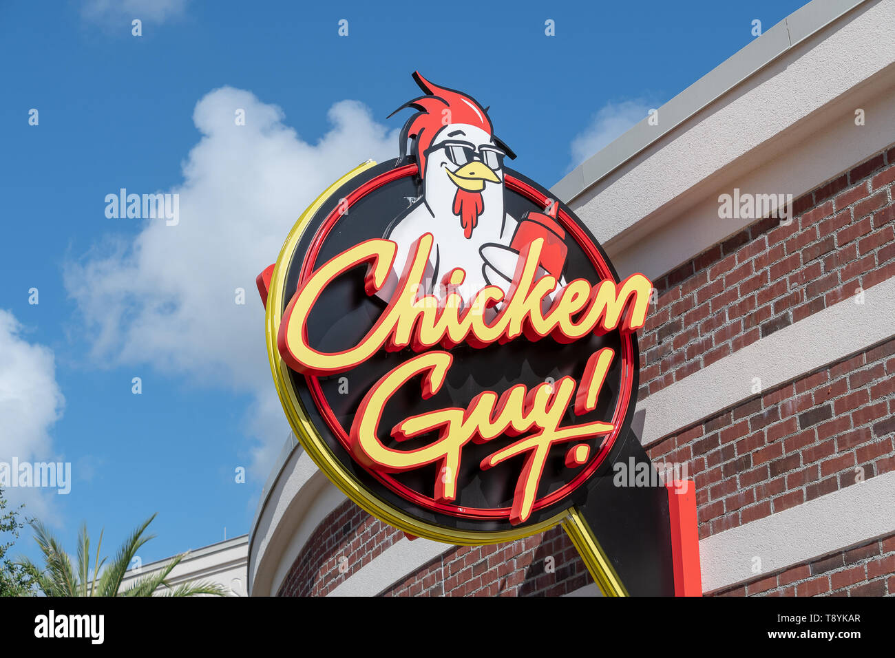 ORLANDO, USA: MAY 01 2019: Close view of the Chicken Guy resturant shop ...