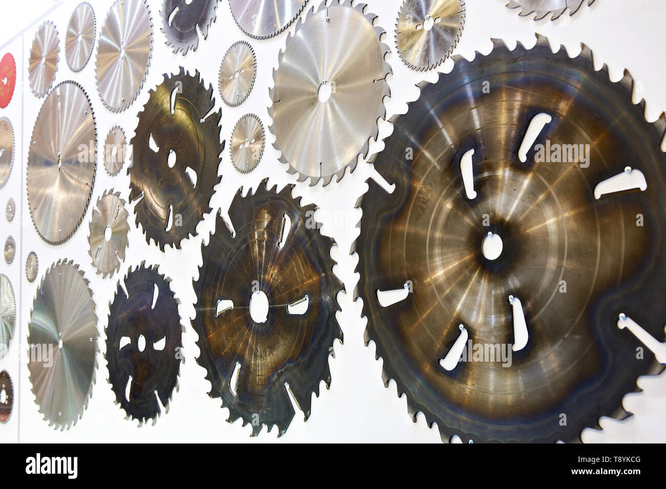 Circular saw machine blades disc for wood in store Stock Photo - Alamy