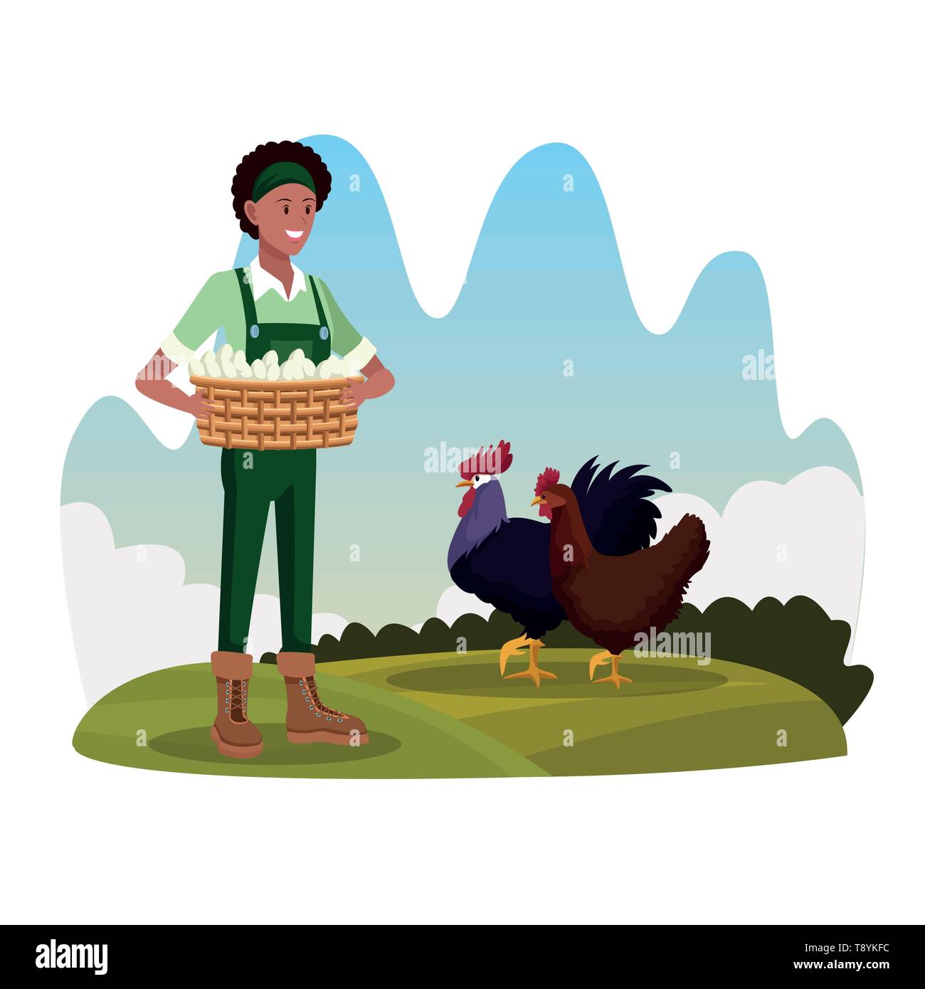 Farmer in farm rural cartoons scenery Stock Vector Image & Art - Alamy