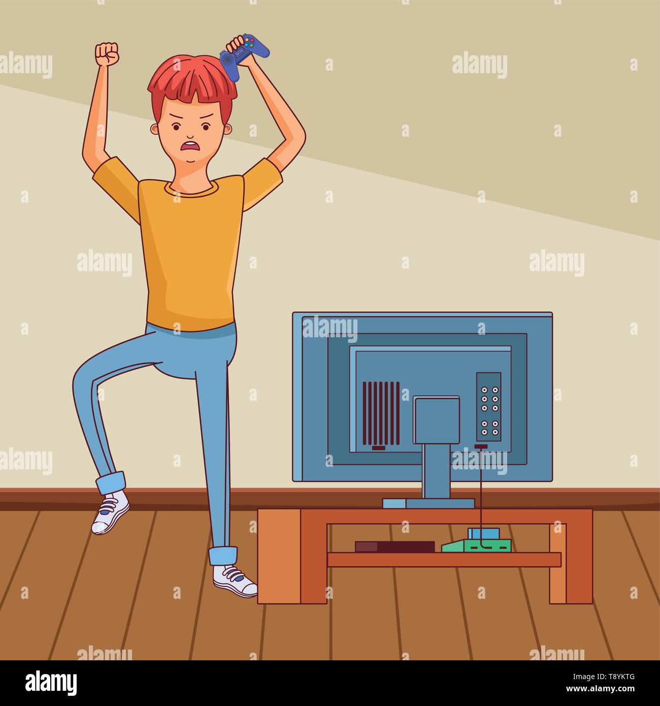 Millennials and videogames cartoons in black and white Stock Vector ...