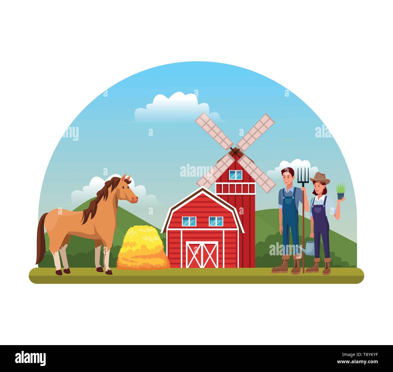 Farm rural scenery cartoons Stock Vector Image & Art - Alamy