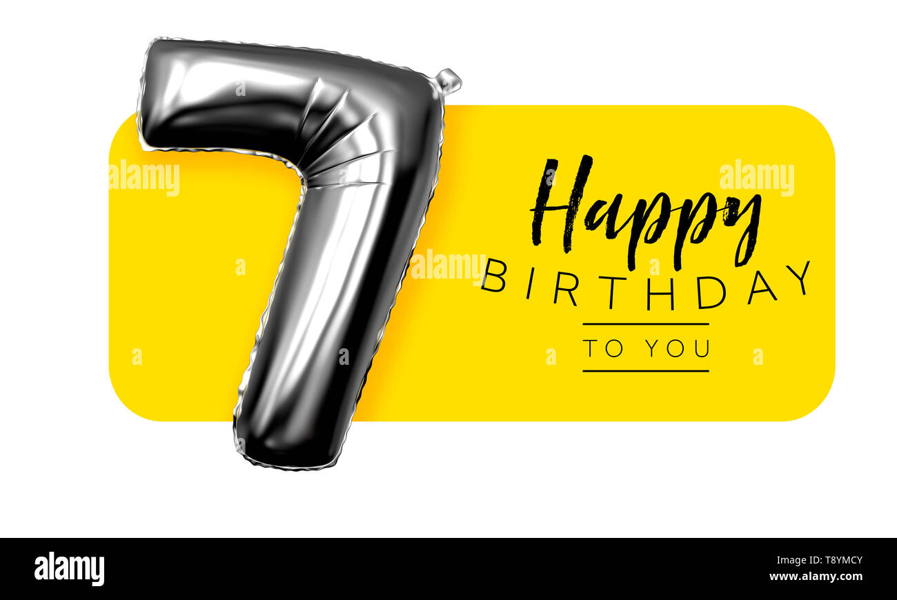 Happy 7th birthday yellow greeting background. 3D Rendering Stock Photo ...