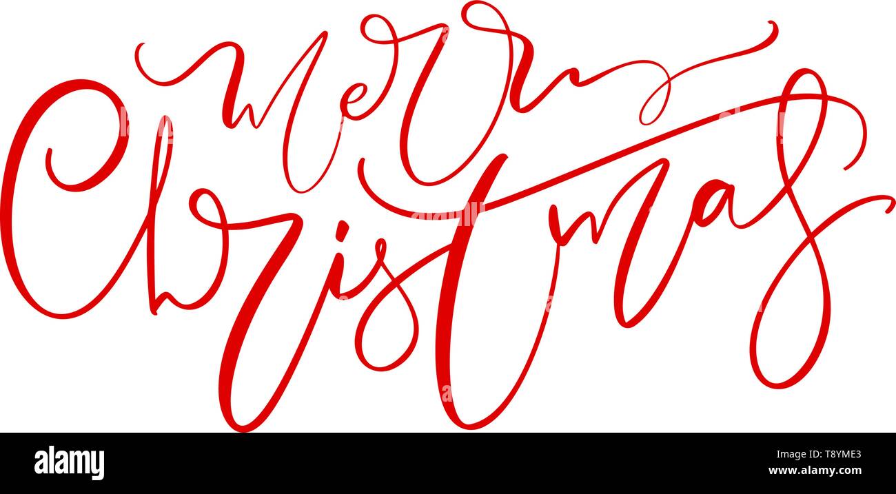 Merry Christmas Hand Drawn Lettering Text Vector Illustration Xmas