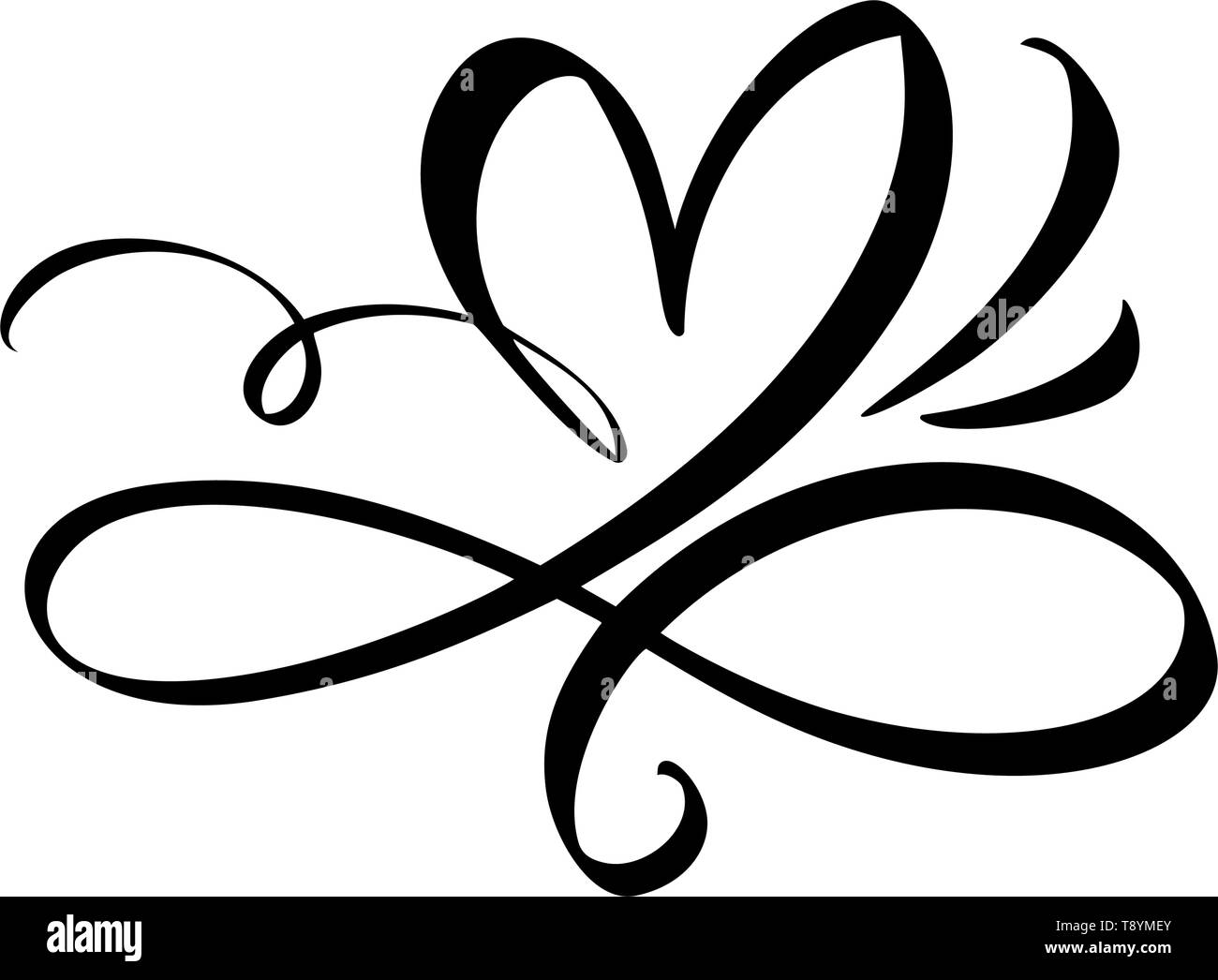 Hand drawn Heart love sign. Romantic calligraphy vector illustration ...