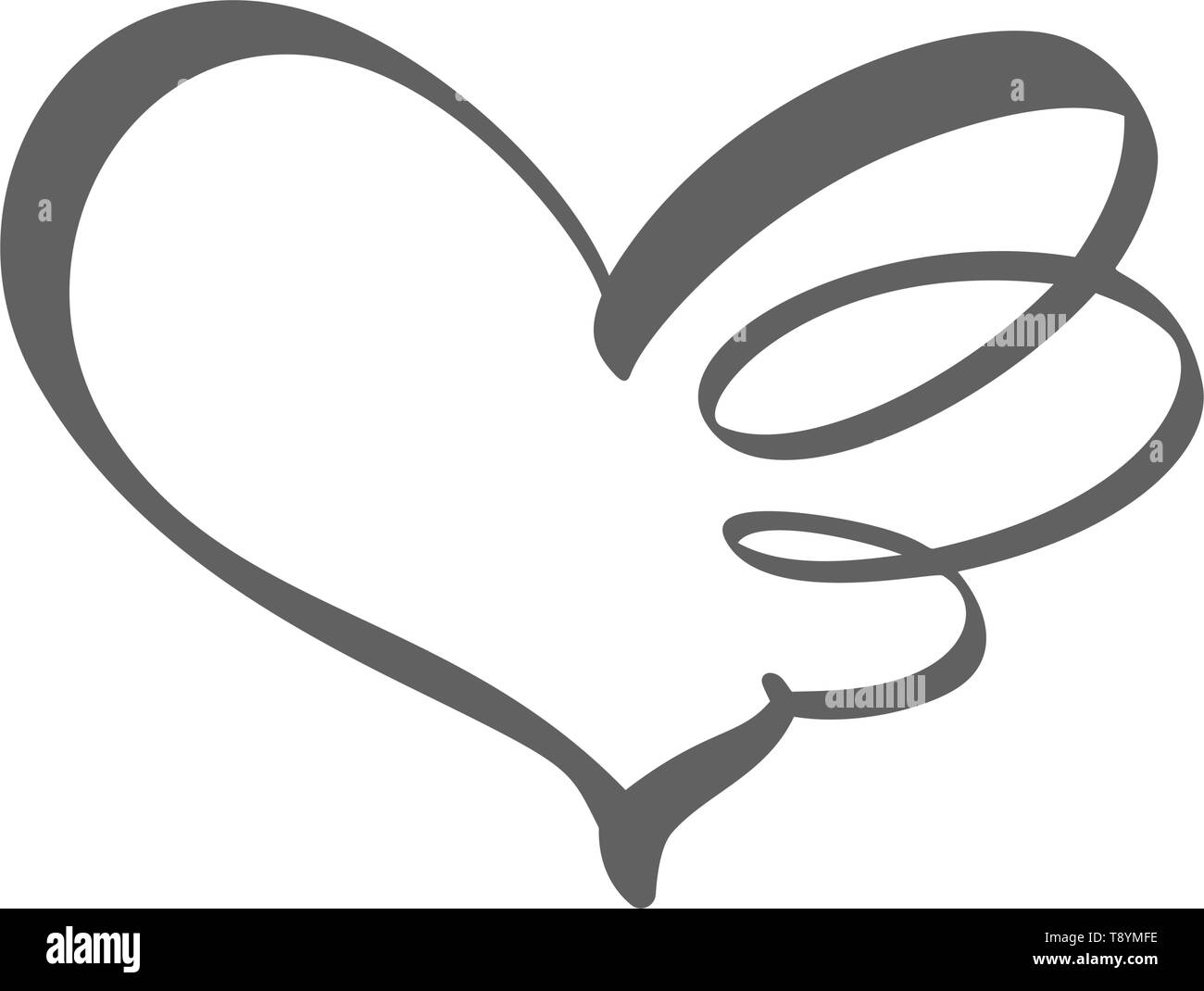 Hand drawn Heart love sign. Romantic calligraphy vector illustration ...