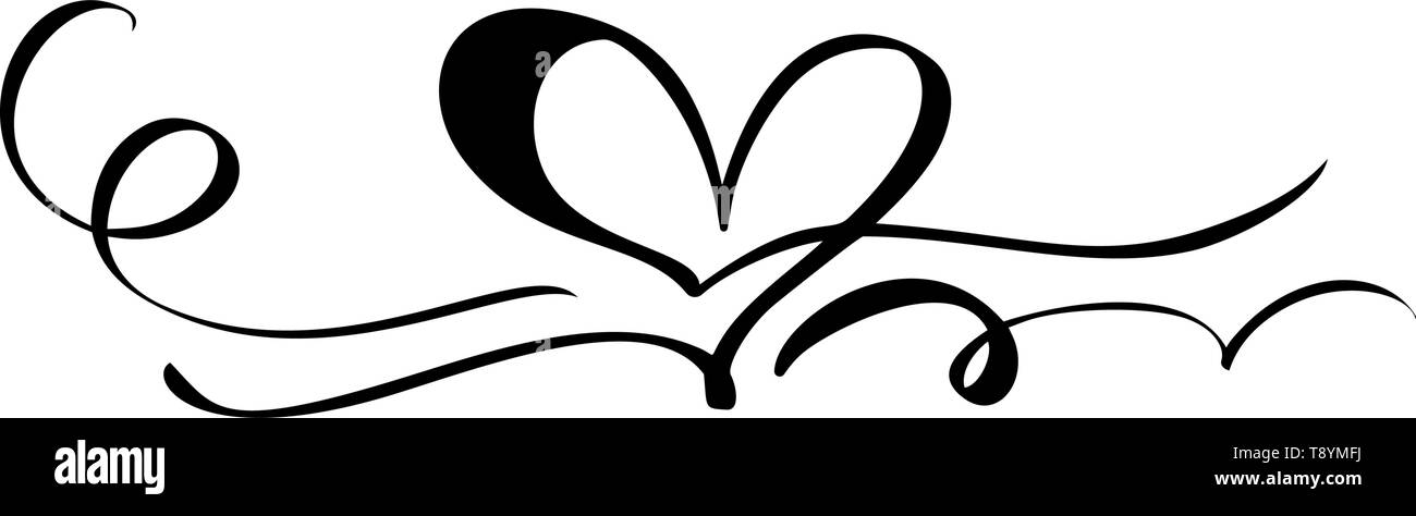 Hand drawn Heart love sign. Romantic calligraphy vector illustration ...