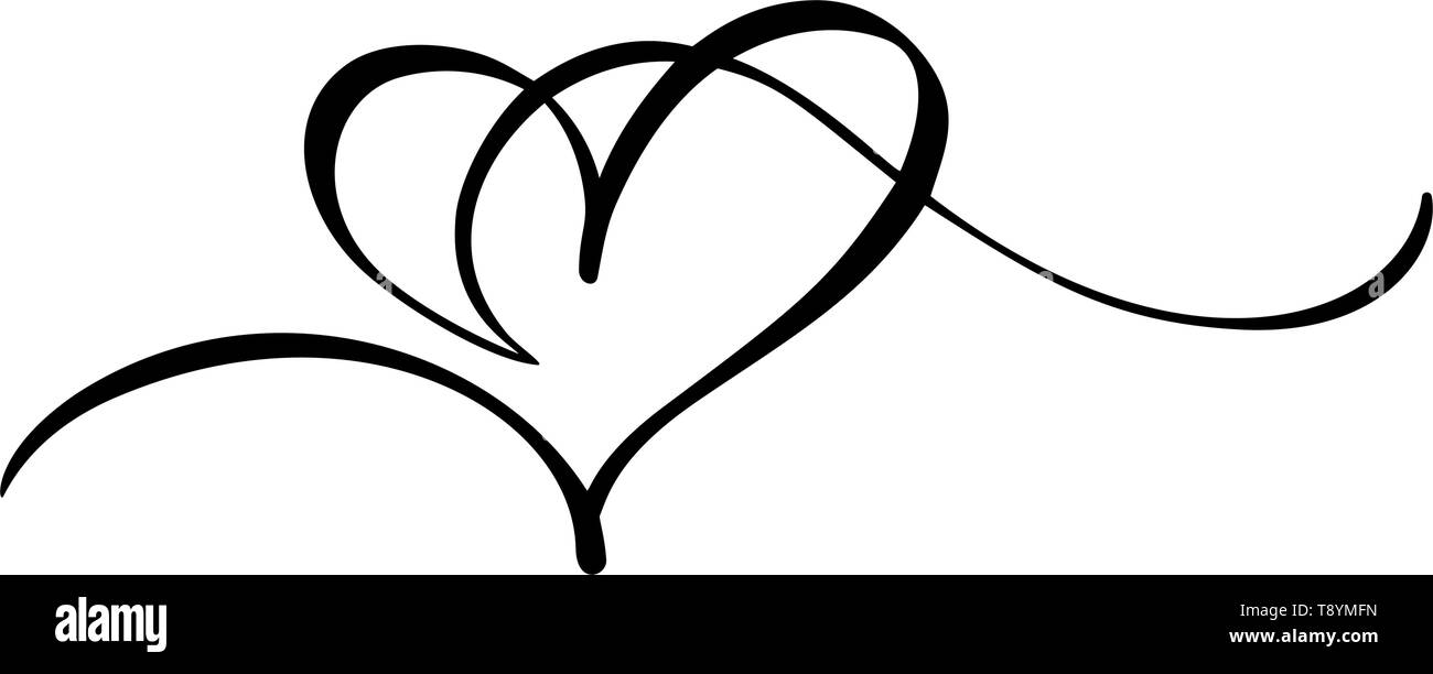Hand drawn Heart love sign. Romantic calligraphy vector illustration ...