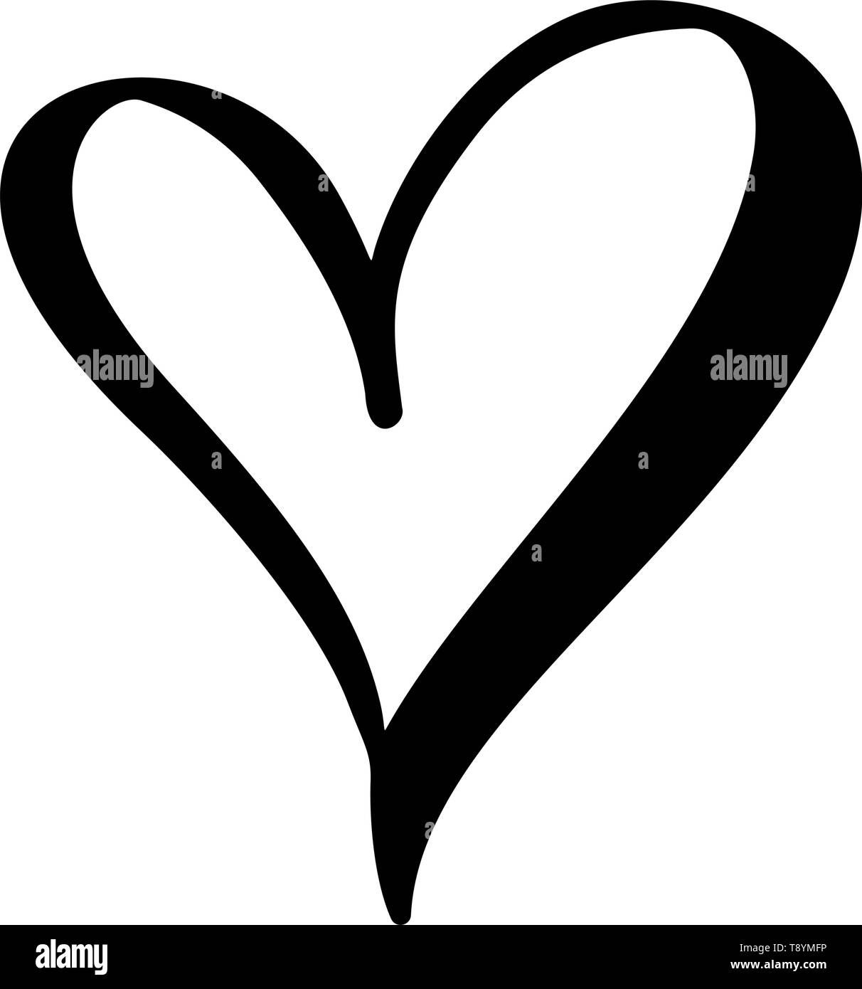 Hand drawn Heart love sign. Romantic calligraphy vector illustration ...