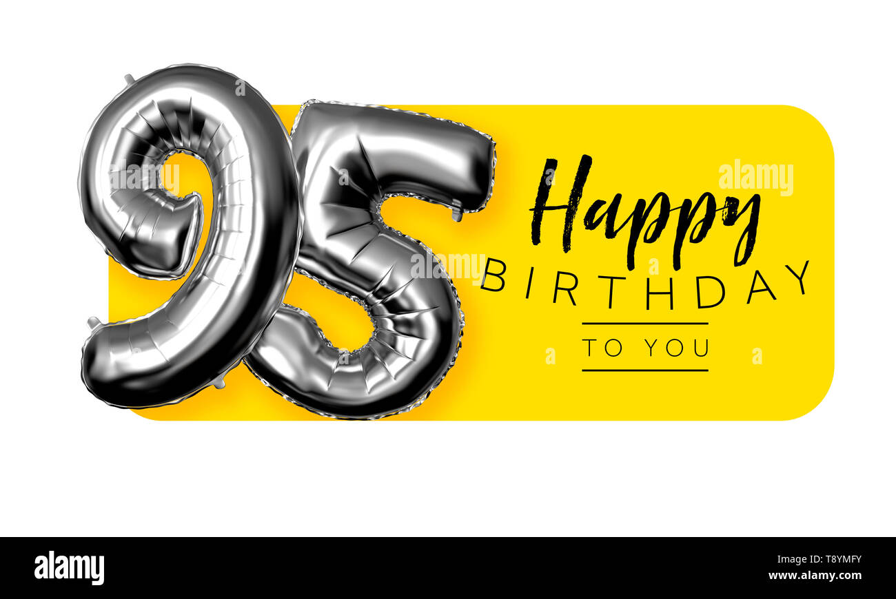 Happy 95th birthday yellow greeting background. 3D Rendering Stock ...