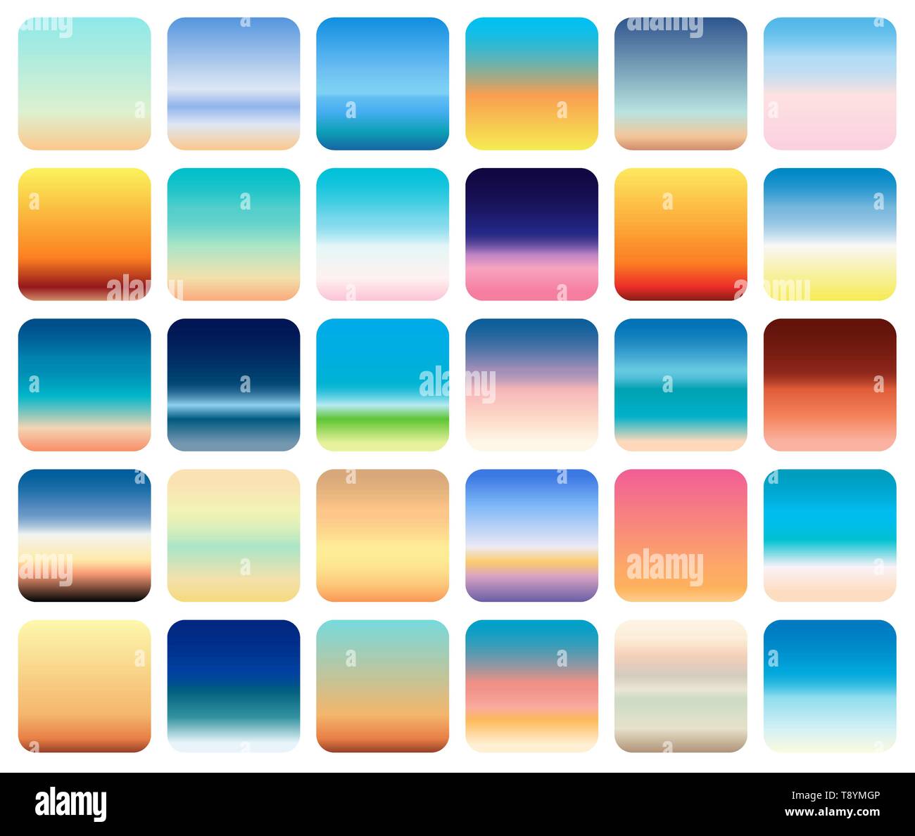 30 sunset sky gradients backgrounds set vector. sunset and sea colors ...