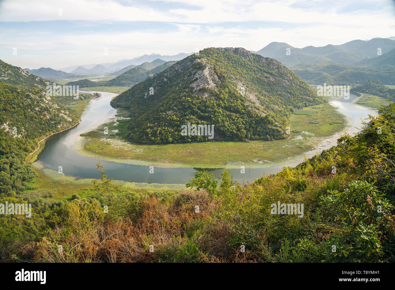 'Horseshoe Bend' type like landscape in Lake Skadar National Park — also called Lake Scutari ...
