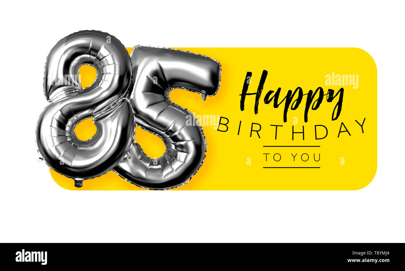 Happy 85th birthday yellow greeting background. 3D Rendering Stock ...