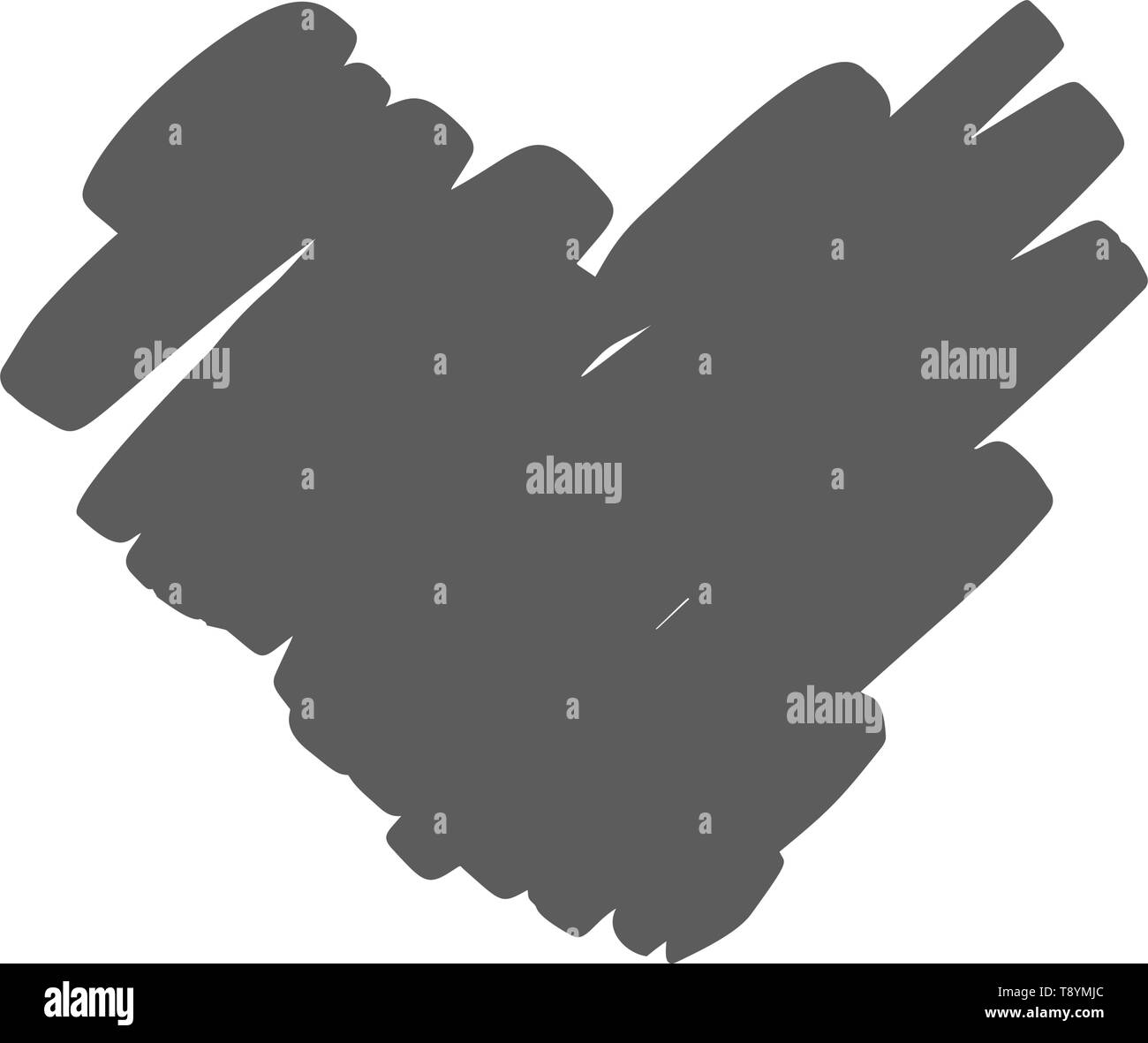 Hand drawn vector heart with rough edge. Dry brush ink illustration ...