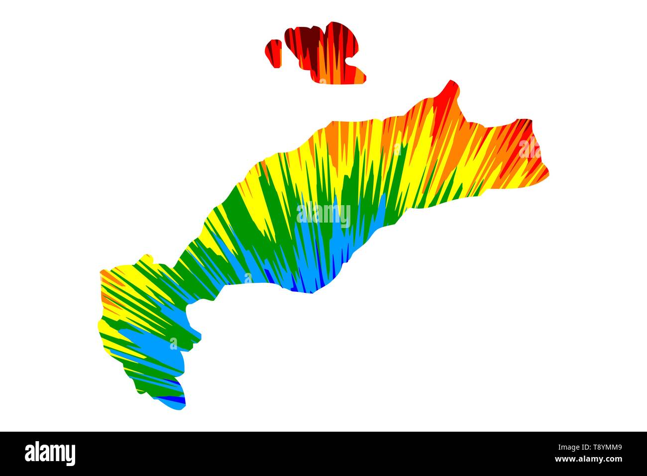 Kos - map is designed rainbow abstract colorful pattern, Cos island map ...