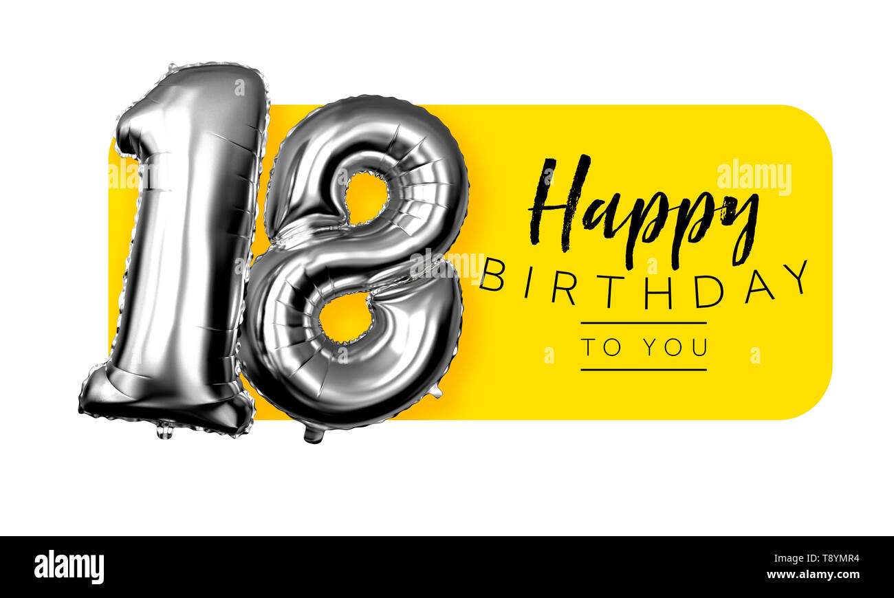 Happy 18th birthday yellow greeting background. 3D Rendering Stock ...