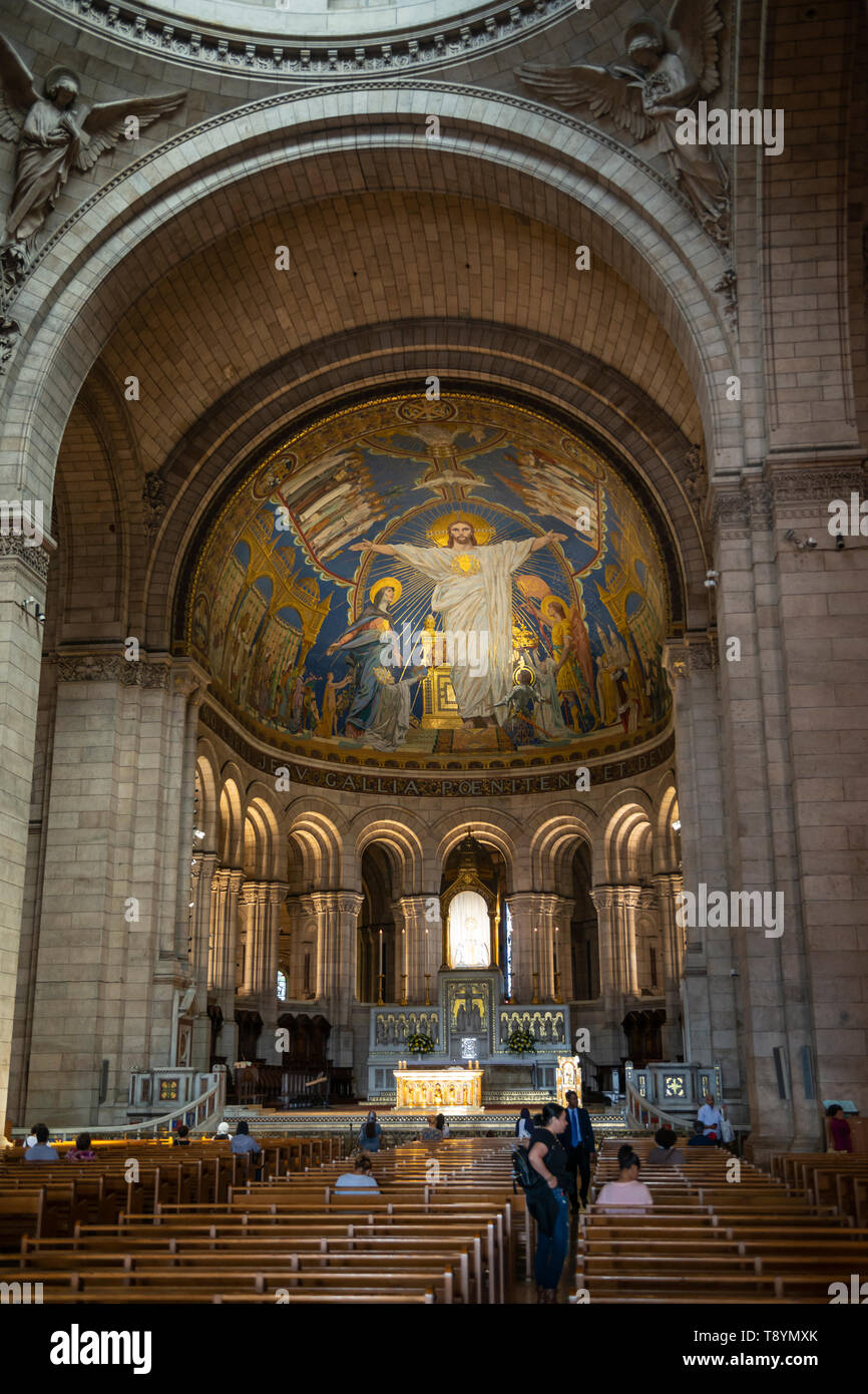 Interior of Sacre-Coeur Basilica in Montmartre, Paris, France Stock ...