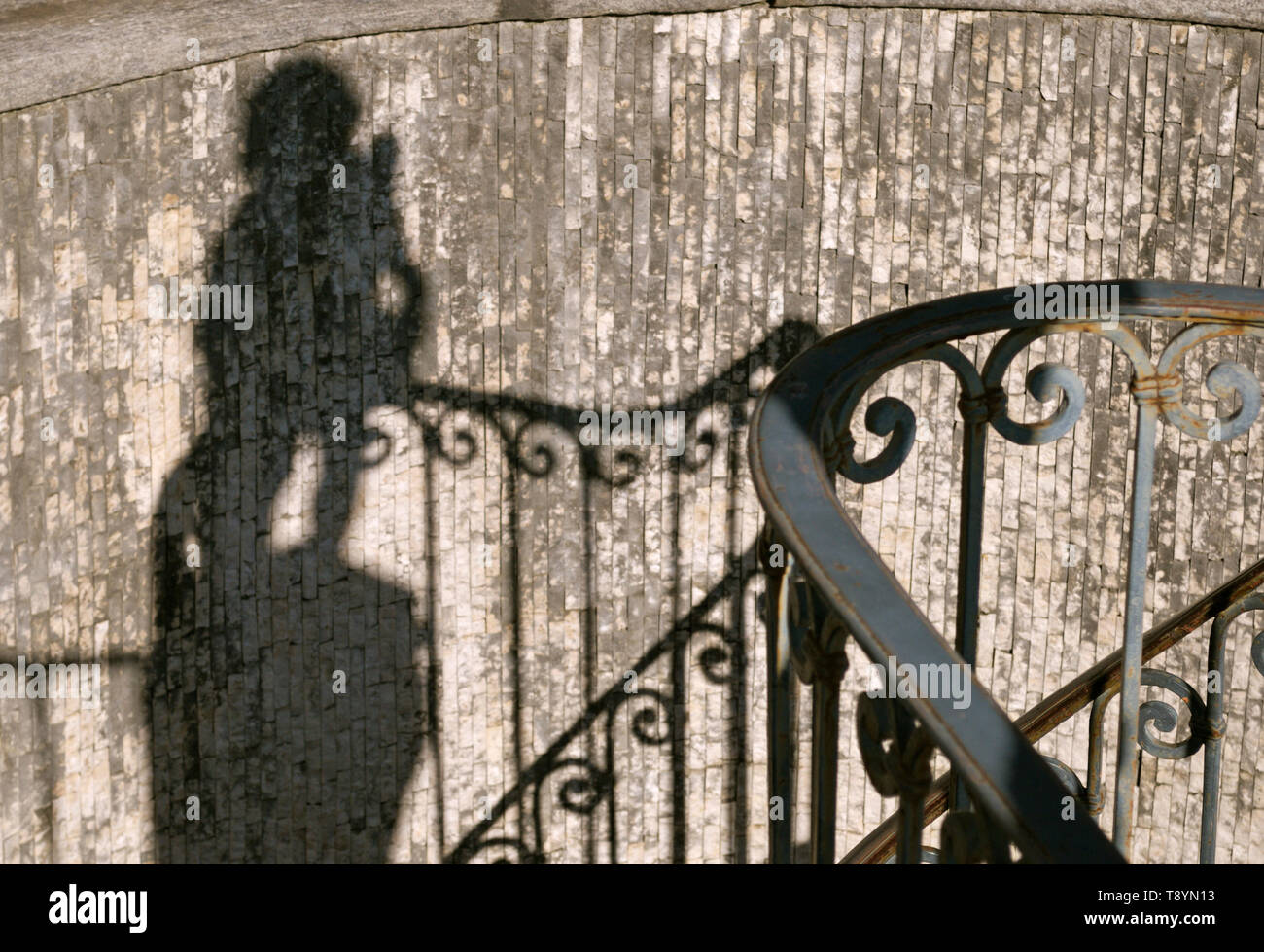 antique spiral staircase balustrade and silhouette Stock Photo - Alamy
