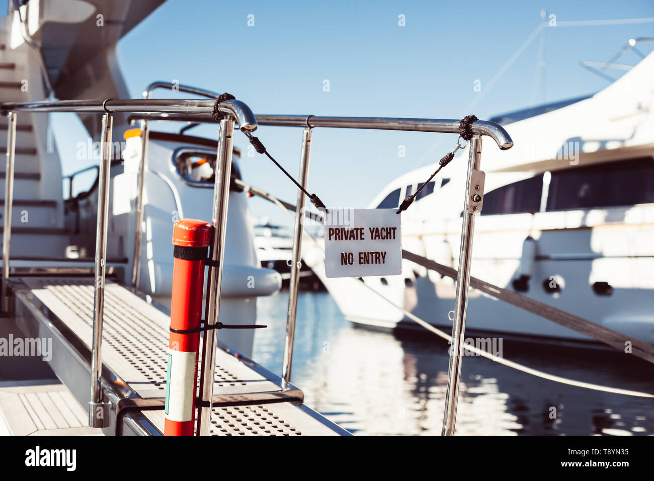 Bridge of private luxury ship with prohibited entry sign Private yacht ...
