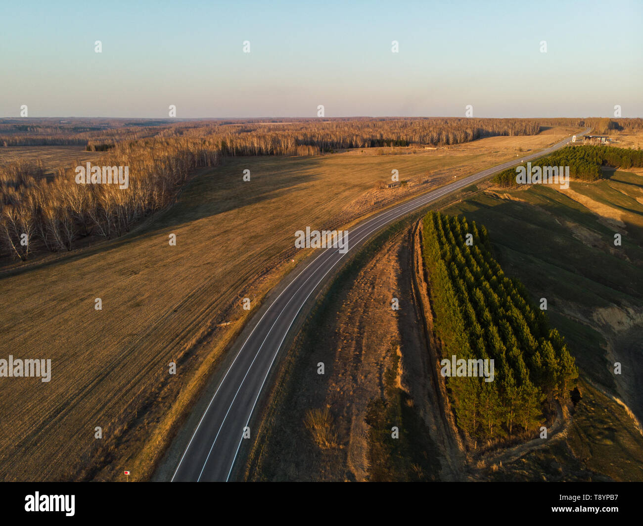 Aerial view of a summer road Stock Photo - Alamy