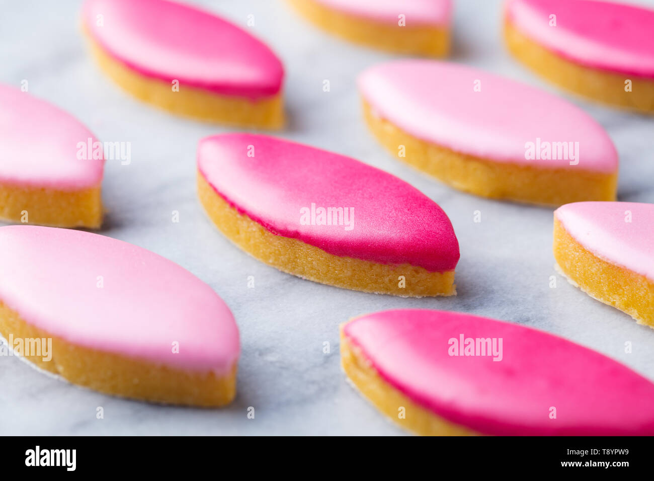 Calissons, traditional French Provence sweets on marble table ...