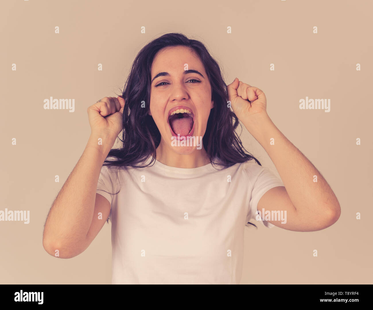 Surprise woman screaming isolated on hi-res stock photography and images - Alamy