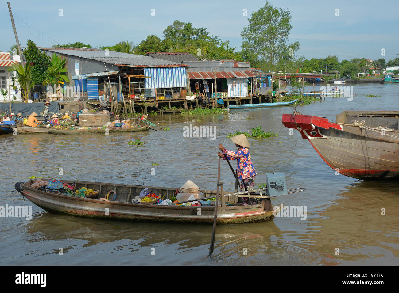 Phong Dien, Vietnam - December 31st 2017. A boat on the river at the ...
