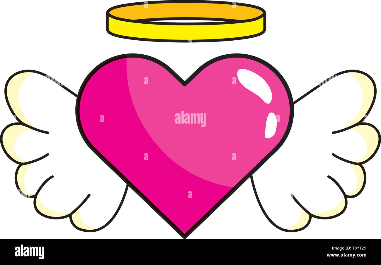 heart with wings pop art comic cartoon vector illustration Stock Vector ...