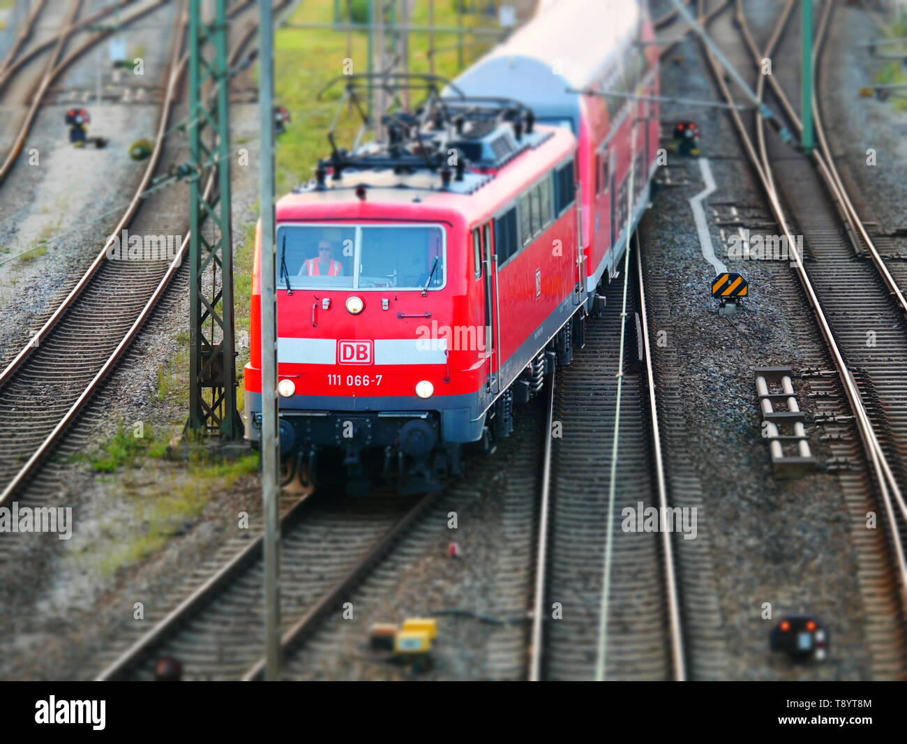 Augsburg, Germany - September 5, 2018: Red train from the German ...