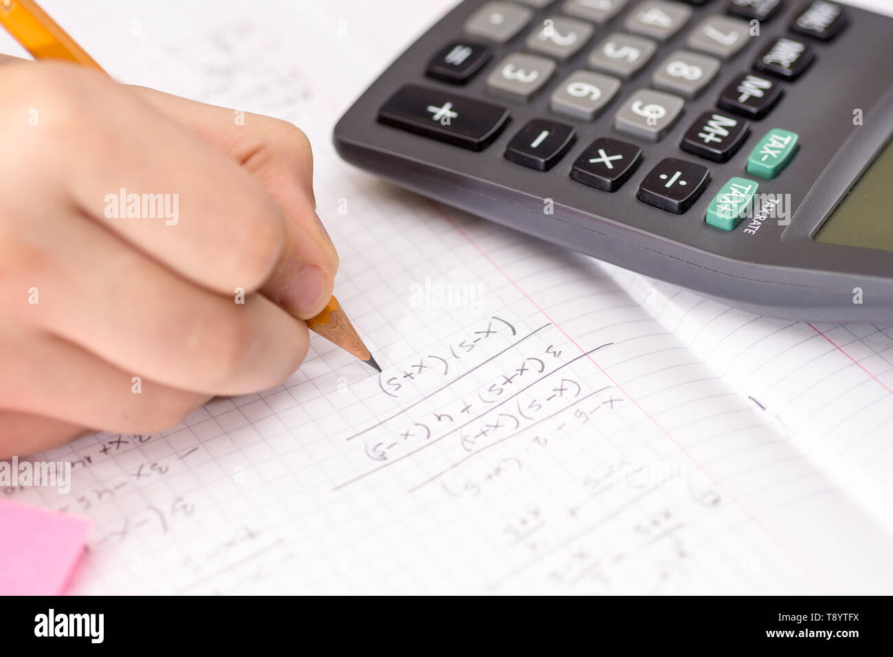Schoolboy Hands with Ruler Drawing on Paper. Mathematics Concept Stock ...