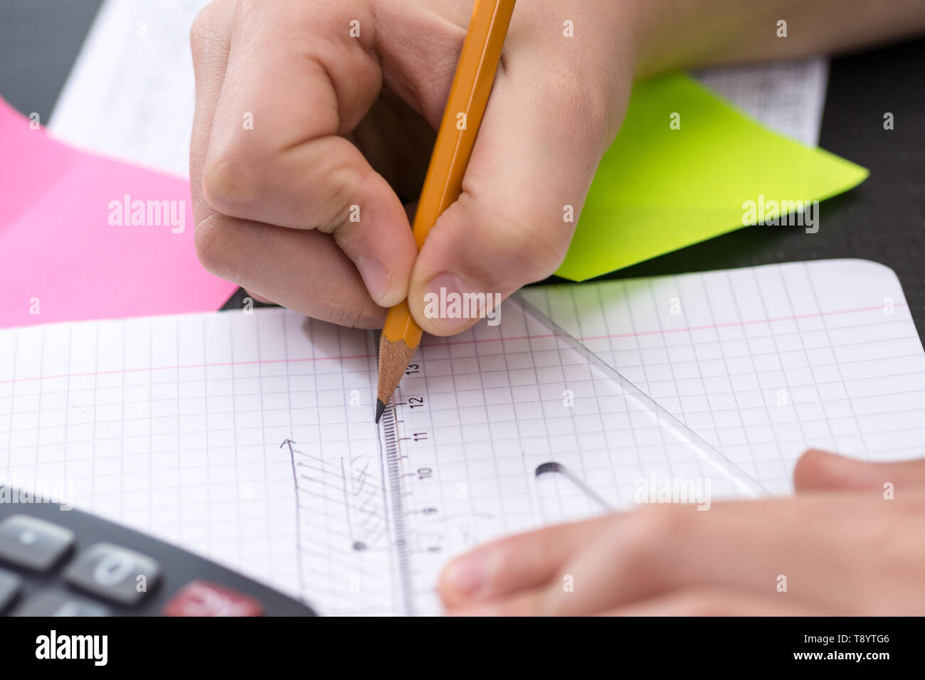 Child close up drawing ruler hi-res stock photography and images - Alamy