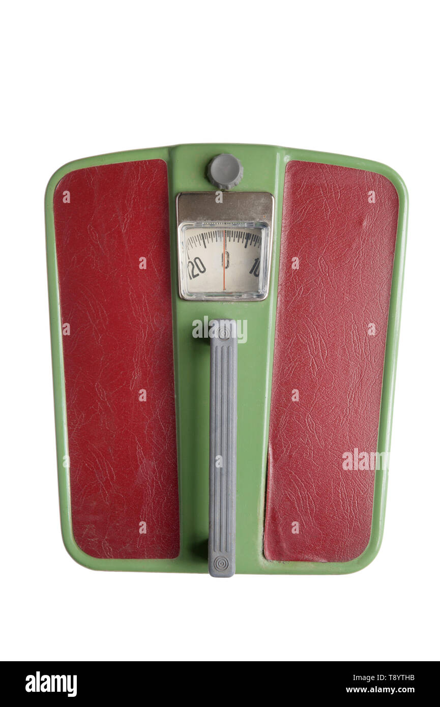 old floor scales with handle isolated on white background Stock Photo ...