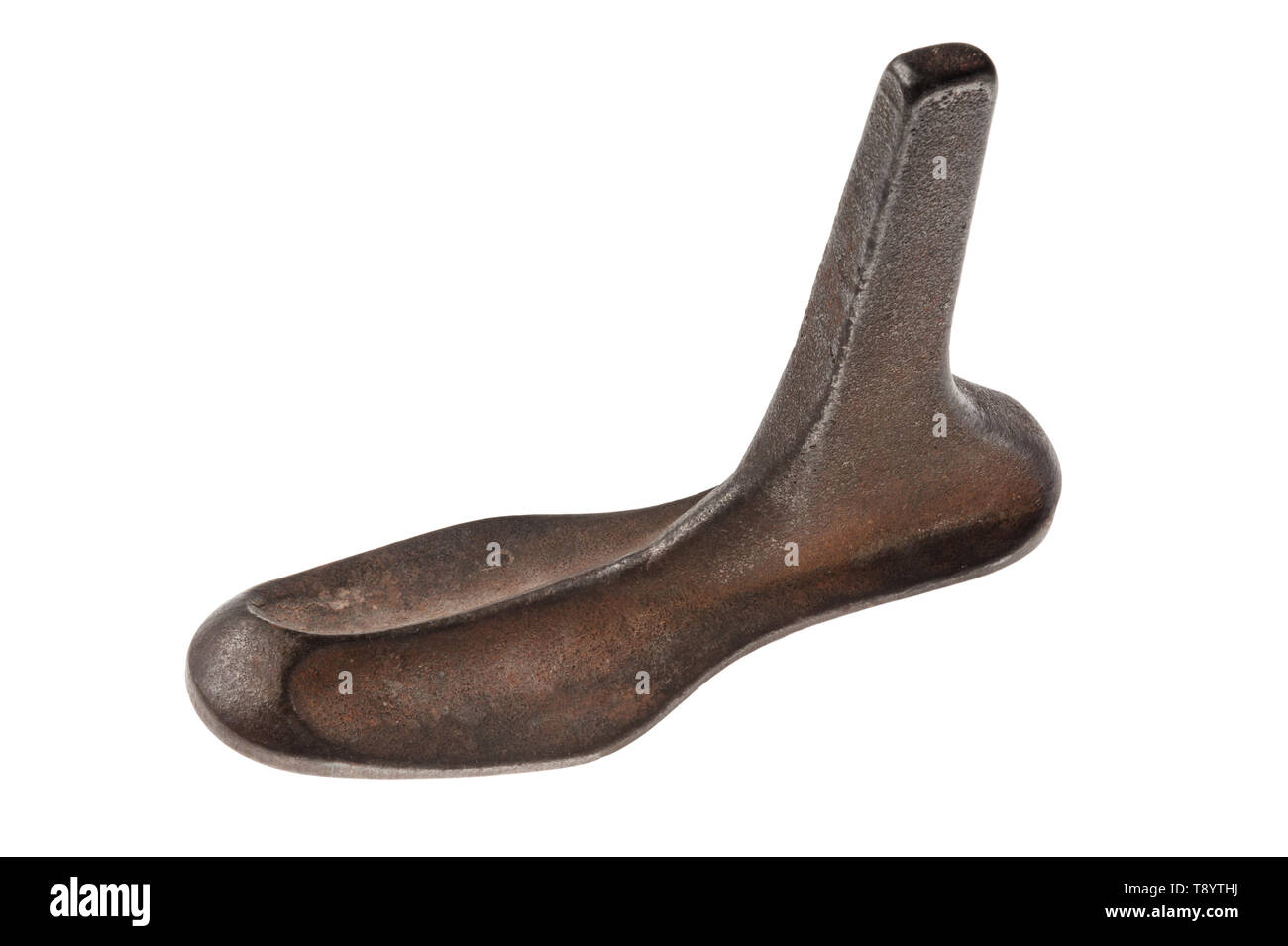 metal shoe last with rust isolated on white background Stock Photo - Alamy