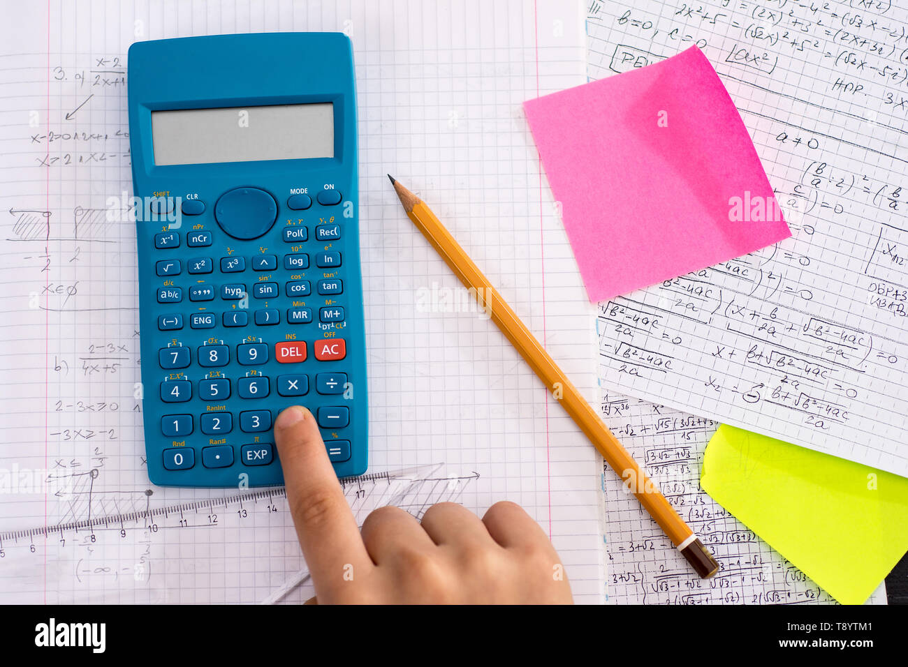 Scientific Calculator in the Action Hands During Mathematical Lesson ...