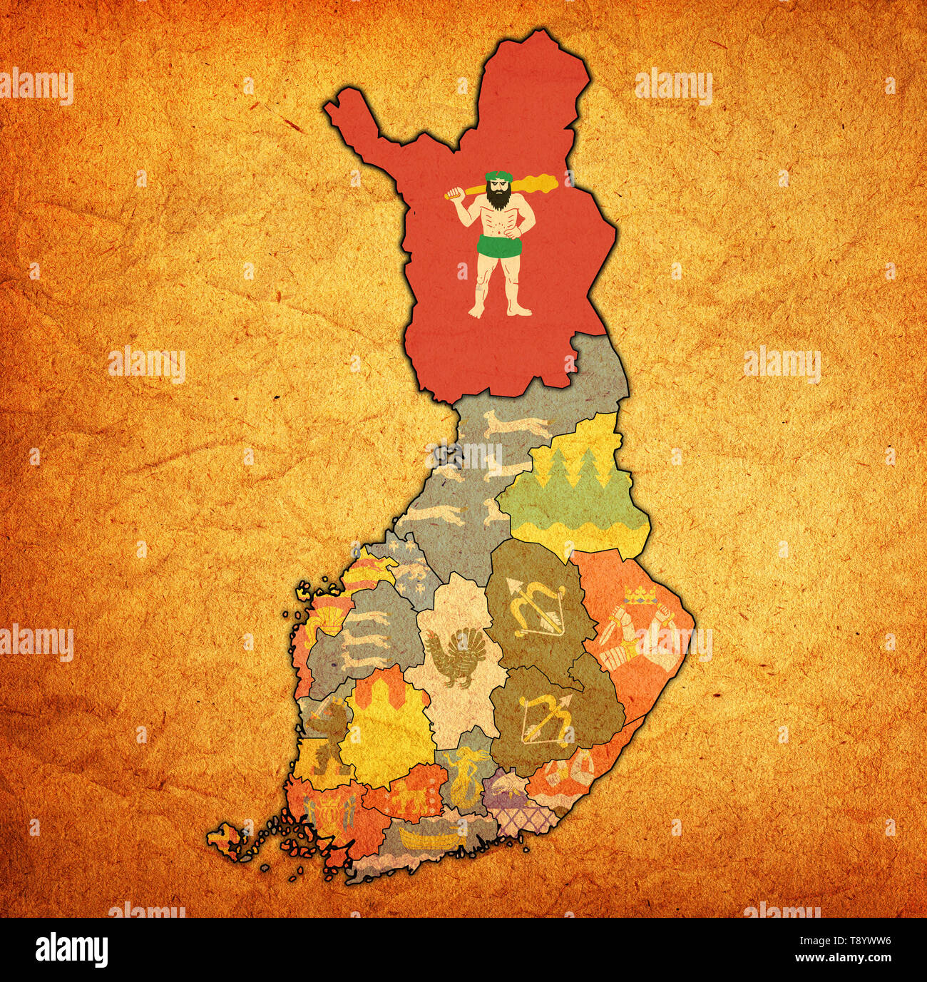 territory of Lapland region on map of administrative divisions of ...