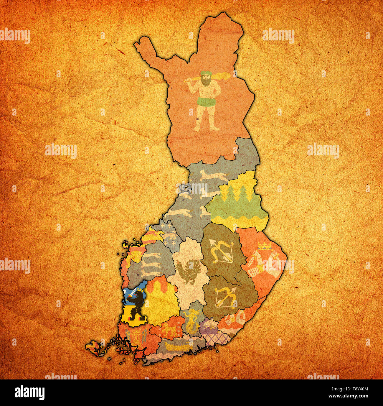 territory of Satakunta region on map of administrative divisions of ...