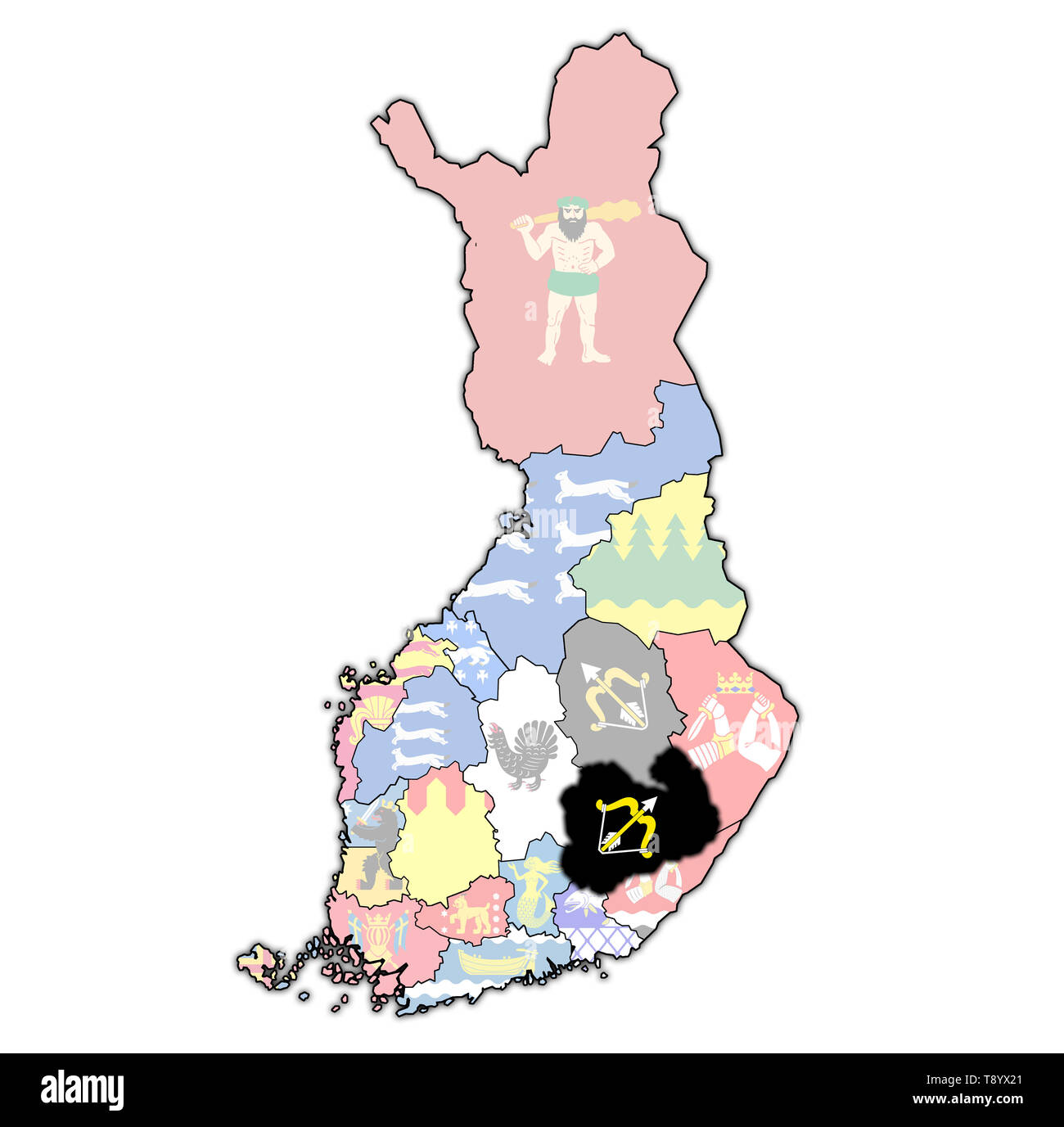 territory of Southern Savonia region on map of administrative divisions ...