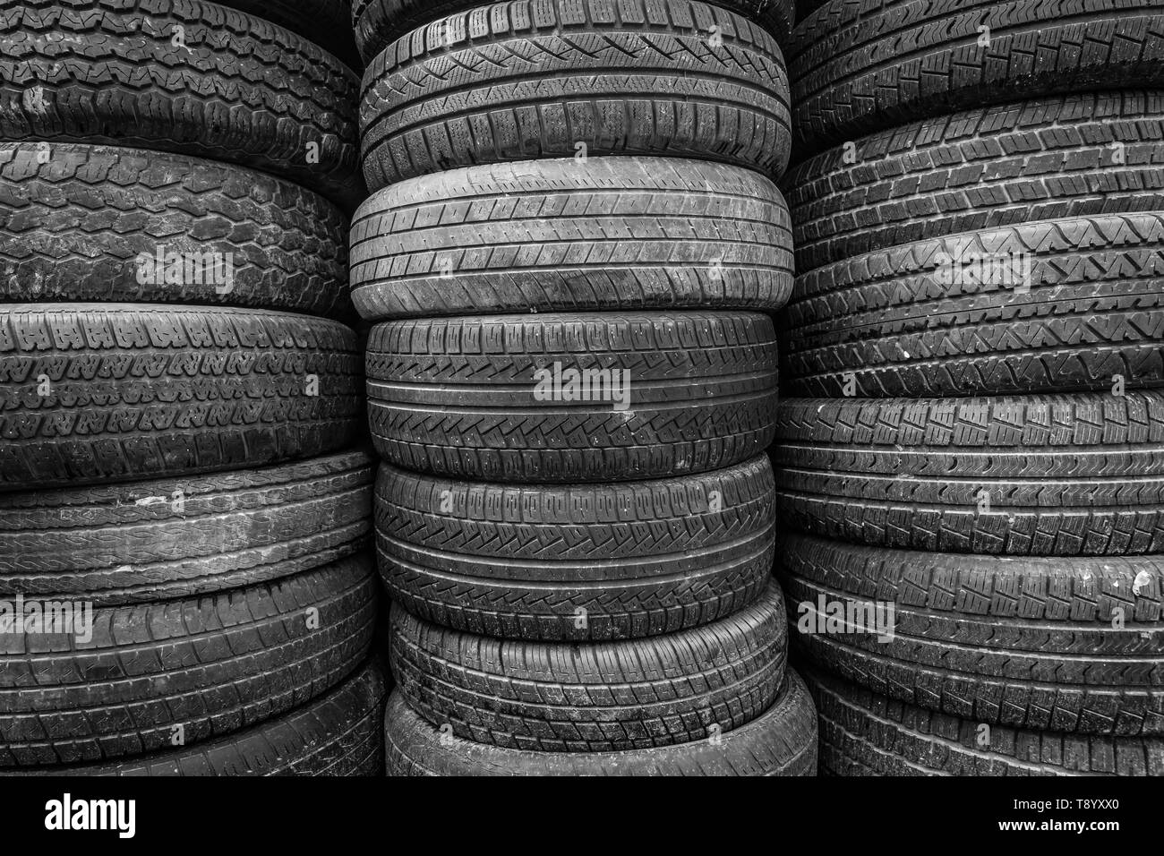 Old vehicle tyre Black and White Stock Photos & Images - Alamy