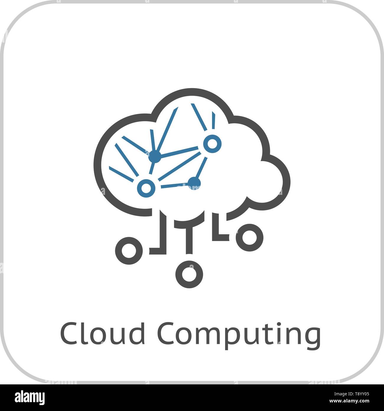 Simple Cloud Computing Vector Line Icon with artificial intelligence ...