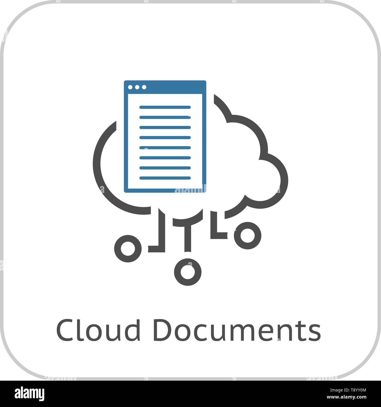 Simple Cloud Documents Vector Line Icon with open online document Stock ...